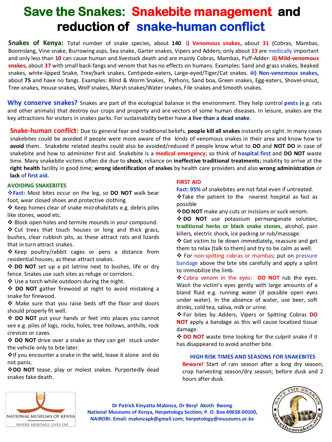 Snake Identification Save The Snakes